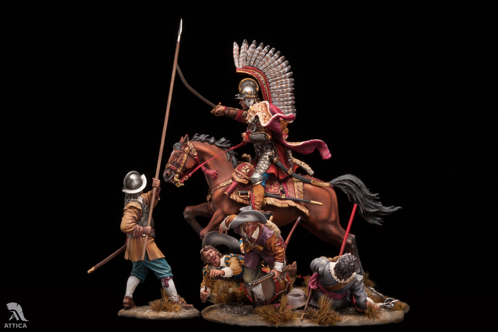Polish winged hussar chases pikemen Painted Toy Soldier Collectible Quality