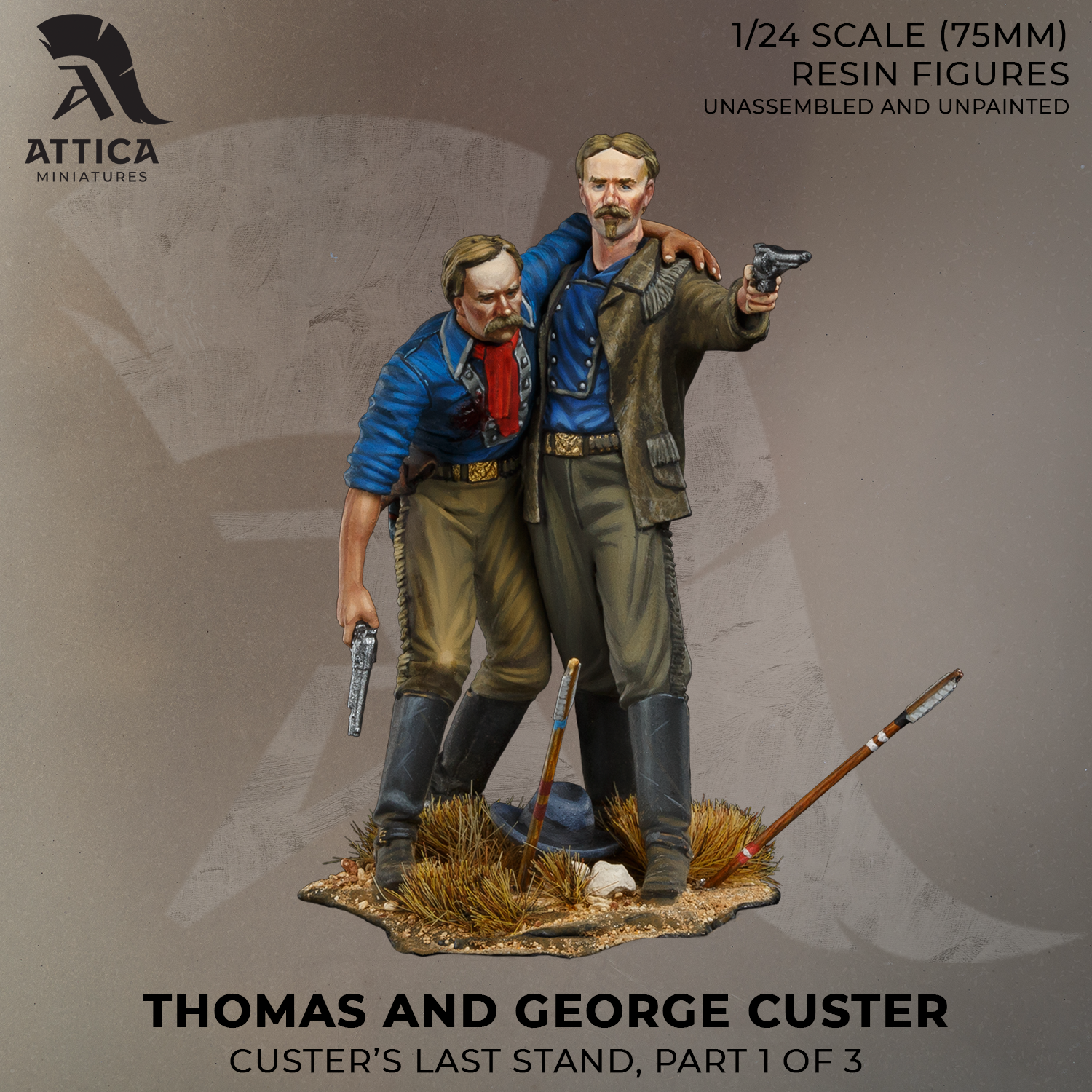 Thomas and George Custer Kit 75mm Miniature Figures