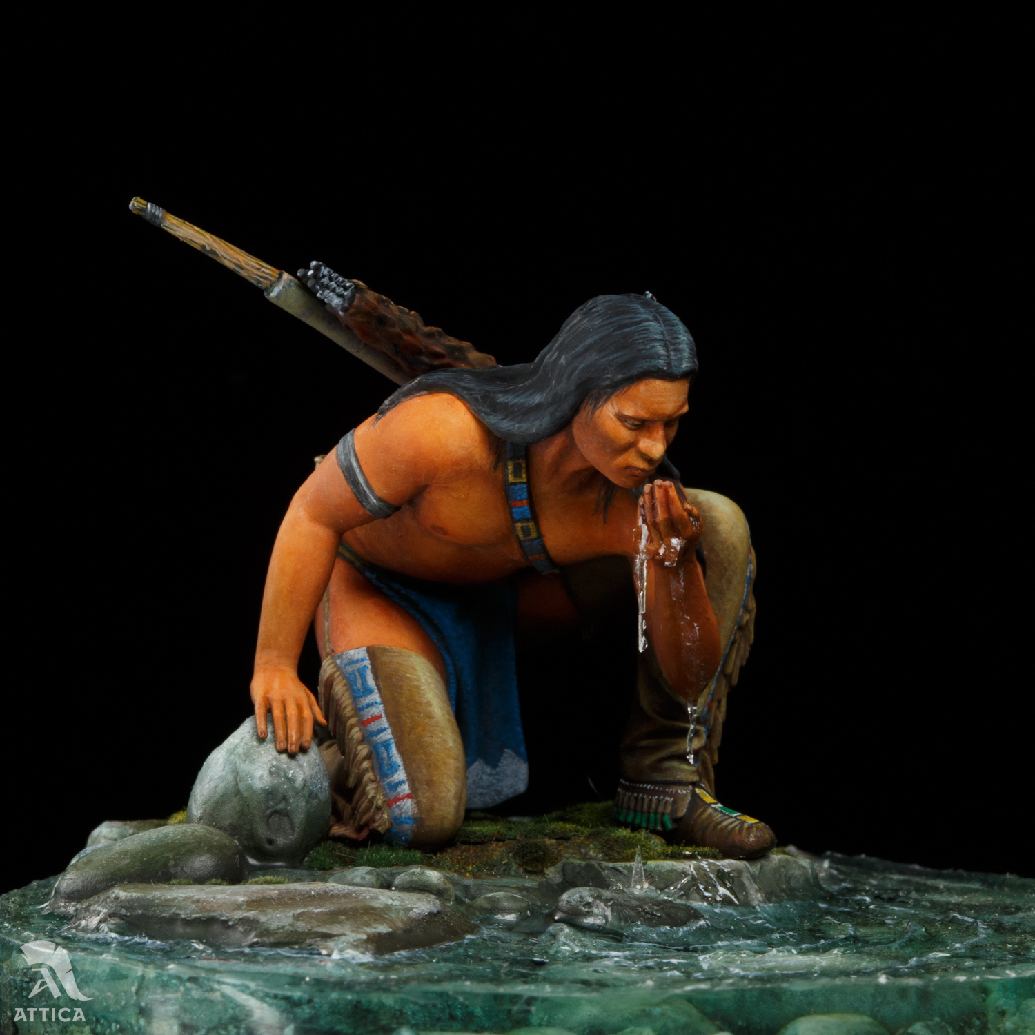 A Native American by the river Painted Toy Soldier Art Quality